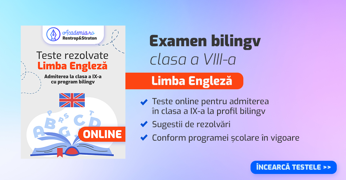Modele de teste bilingv engleza clasa a 8-a